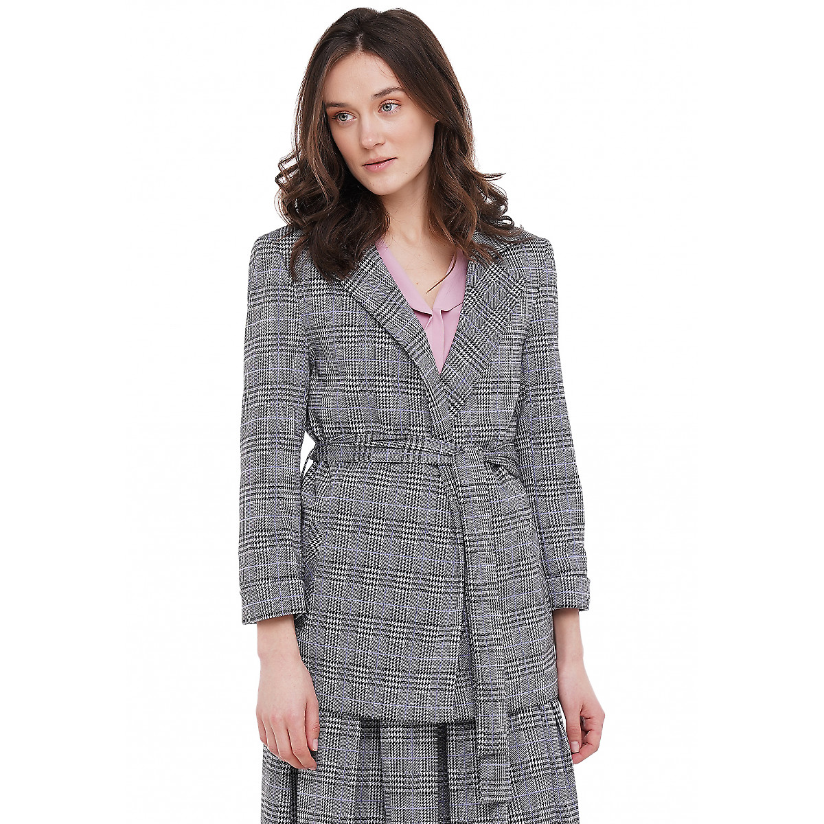 Жакет теплый в клетку под пояс купить в интернете или магазине Киева ...